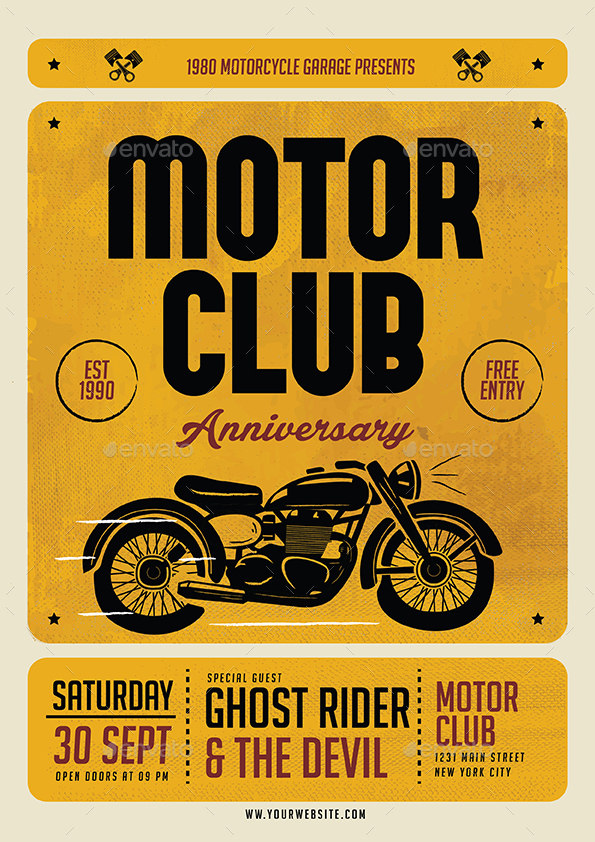Motorclub Flyer, Print Templates | GraphicRiver