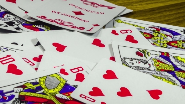 Playing Cards Moving And Rotate On a Wooden Table, Stock Footage ...