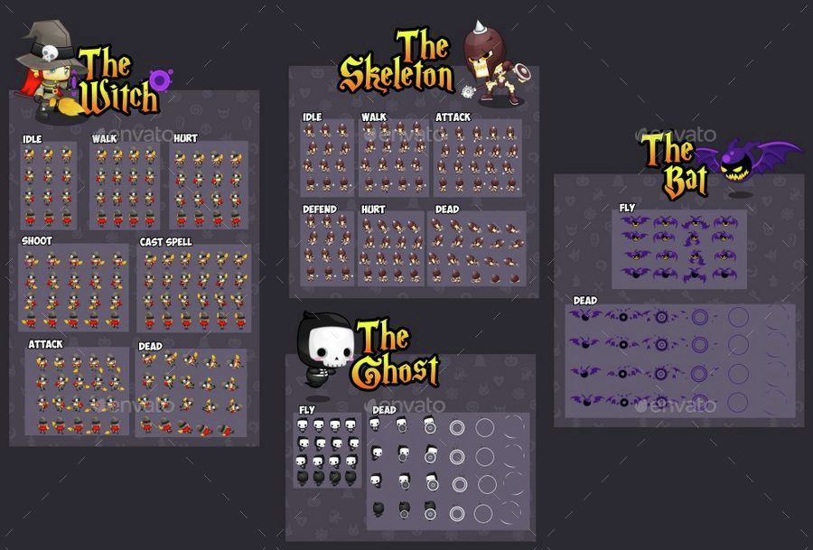 The Witch - Game Sprites, Game Assets | GraphicRiver