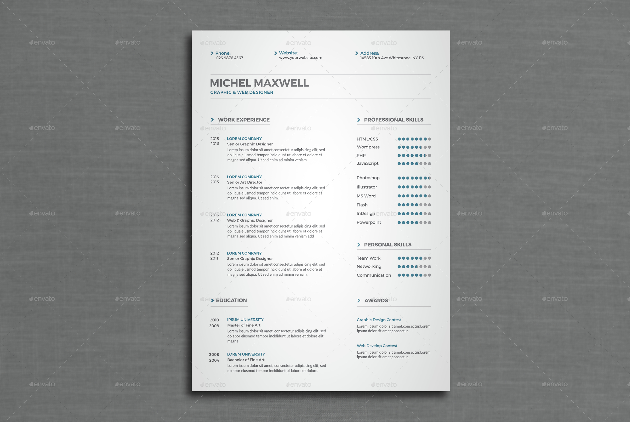 CV Word, Print Templates | GraphicRiver