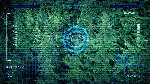 HUD Display Flying Over Forest Trees, Motion Graphics | VideoHive
