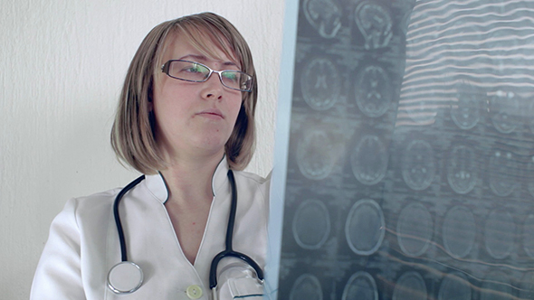 Female Doctor see Magnetic Resonance Imaging Brain, Stock Footage ...