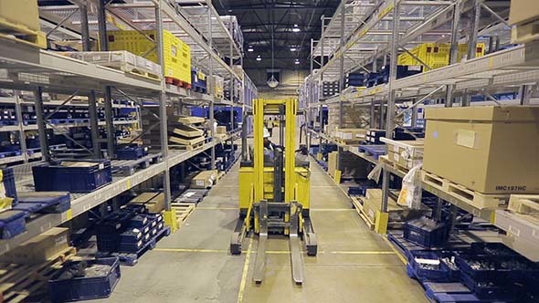 Worker On Autoloader Taking Box From Rack, Stock Footage | VideoHive