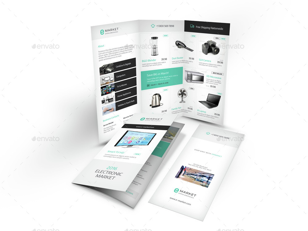 Electronic Store Trifold Brochure, Print Templates | GraphicRiver