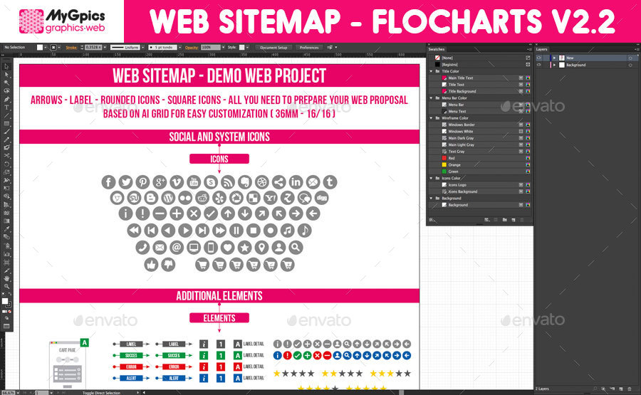 Web Sitemap - Flowcharts v2.0, Web Elements | GraphicRiver