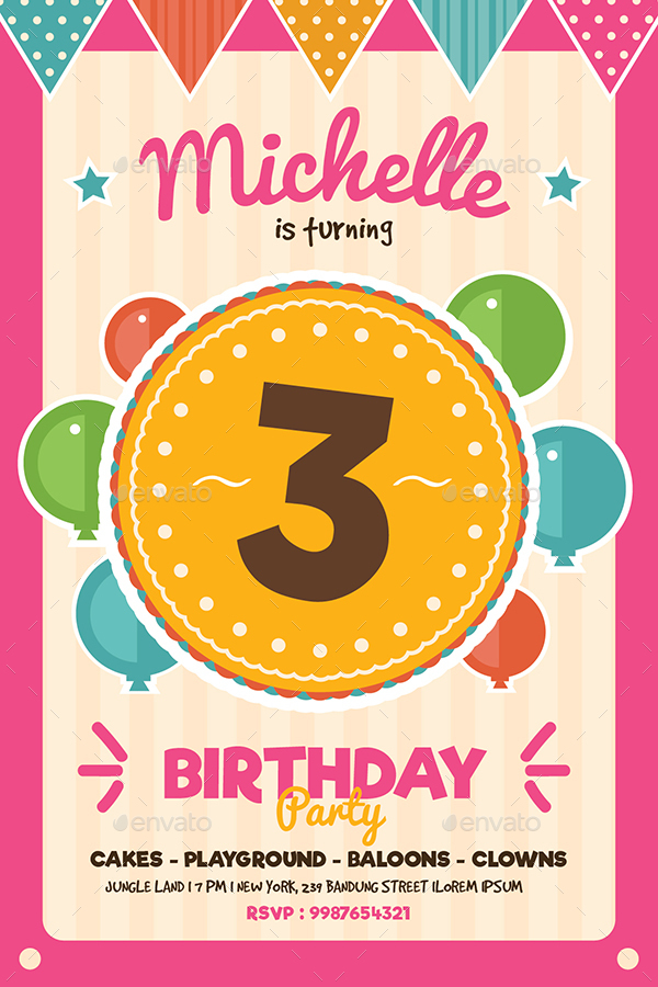 Colorful birthday invitation, Print Templates | GraphicRiver