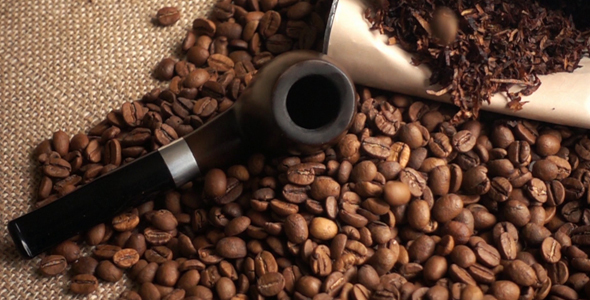 Roasted Coffee and Tobacco Pipe, Stock Footage | VideoHive