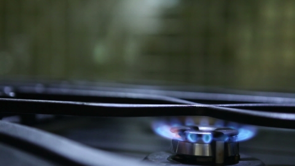 Lit Burner On The Gas Stove, Stock Footage | VideoHive