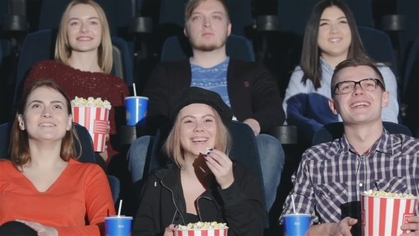 Six Friends Came To Watch Comedy, Stock Footage | VideoHive