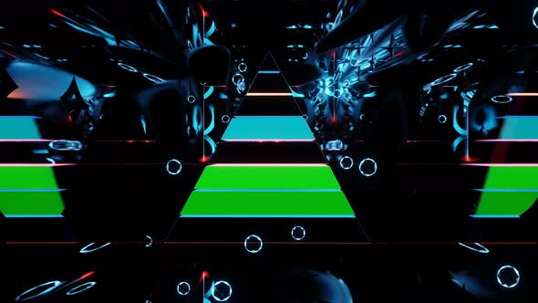 Rotation of the Musical DISCO Pyramid in the Mirror Tunnel, Motion Graphics