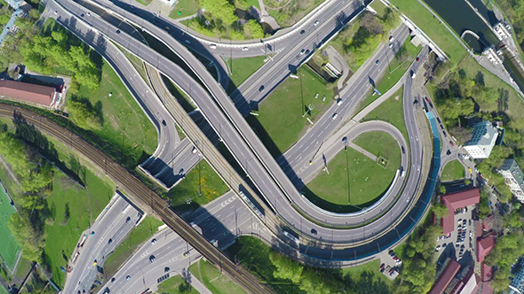 Aerial View Of A Freeway Intersection, Stock Footage | VideoHive