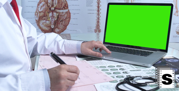 Doctor Working On Green Screen Laptop, Stock Footage | VideoHive