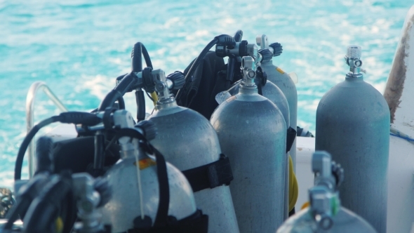 Cylinders With Compressed Air For Diving, Stock Footage | VideoHive