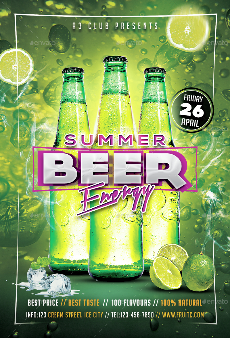 Summer Beer Vibes Flyer, Print Templates | GraphicRiver