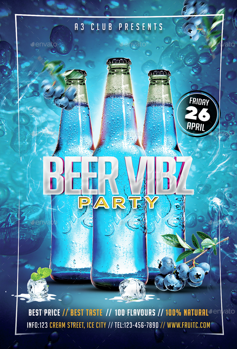 Summer Beer Vibes Flyer, Print Templates | GraphicRiver