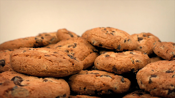 Chocolate Chip Cookies Rotating On Plate, Stock Footage | VideoHive