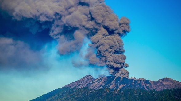 Eruptions Raung Volcano, Camera in East Java, Indonesia, Stock Footage