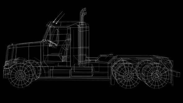 Low Poly 3D Car Heavy Truck Wireframe, Motion Graphics | VideoHive