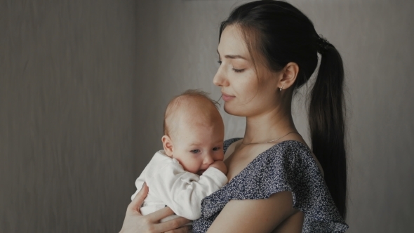 Adorable Beautiful Newborn Baby In Mothers Hands., Stock Footage ...