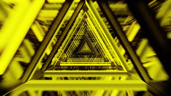 Yellow Neon Triangle Vj Loop Tunnel Background In Motion 4K, Motion ...