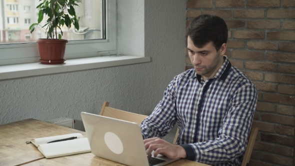 Handsome Man Working On The Computer, Stock Footage | VideoHive