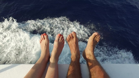 Feet On Deck Of Sailboat Or Yacht Sailing In Sea 1, Stock Footage ...