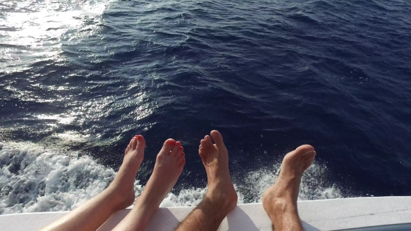 Feet On Deck Of Sailboat Or Yacht Sailing In Sea 2, Stock Footage ...