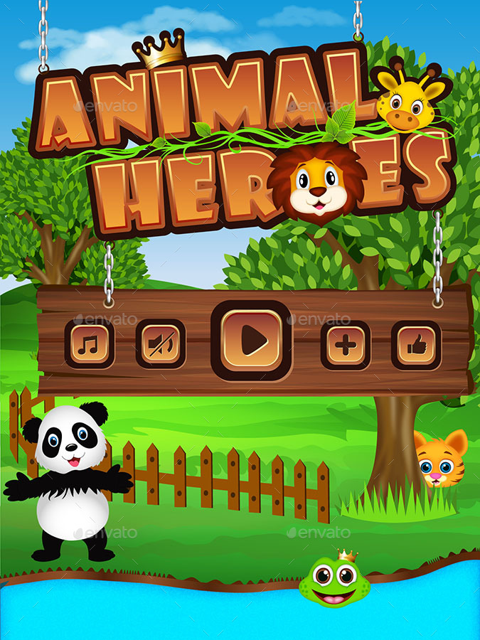 Animal Heroes Game UI Pack, Game Assets | GraphicRiver