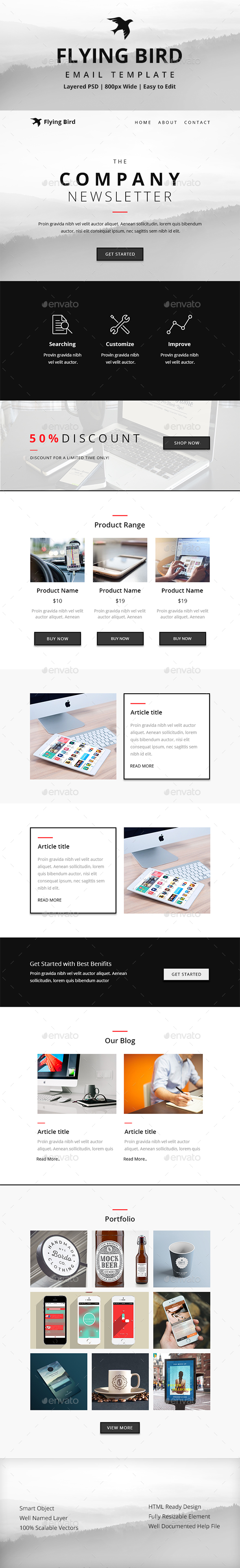 Flying Bird Email Template, Web Elements | GraphicRiver