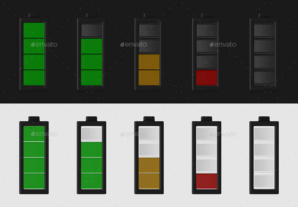 Battery icon set, Icons | GraphicRiver