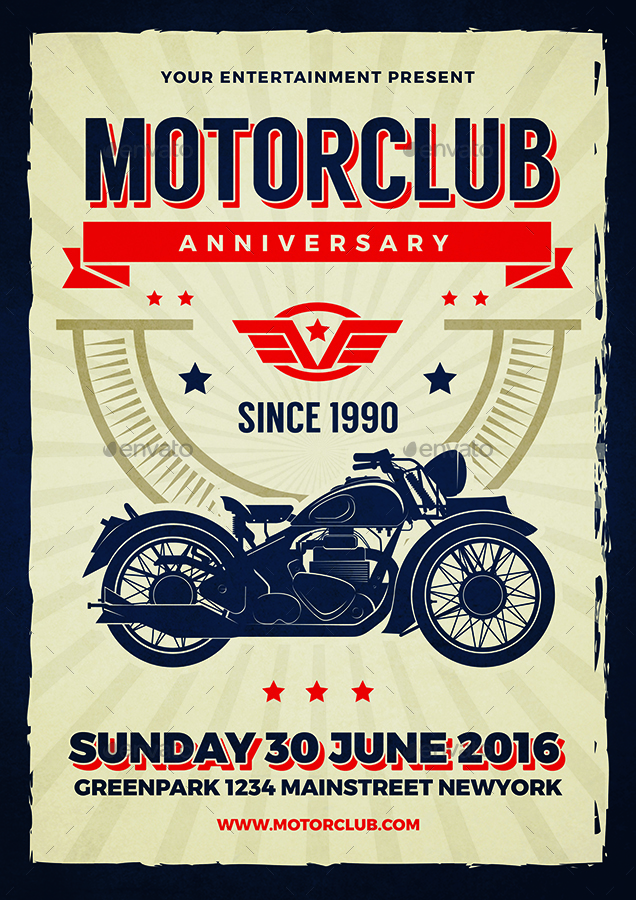 Motor Club Anniversary Event Flyer, Print Templates | GraphicRiver