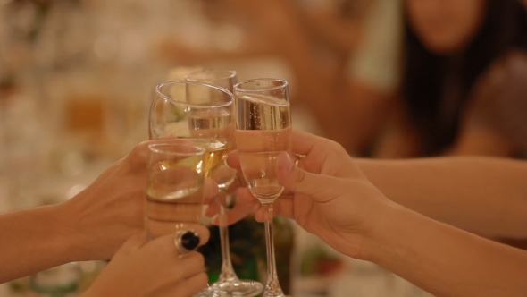 People Clink Glasses, Stock Footage | VideoHive