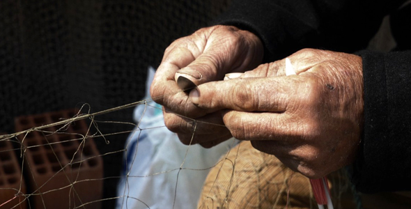 Fisherman Repairs Fishnets Fishing Lines 2, Stock Footage | VideoHive