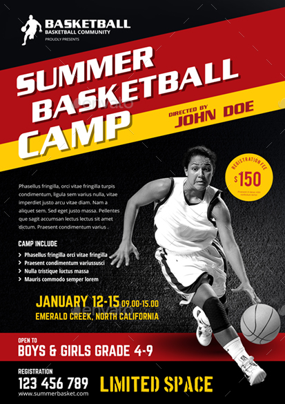 Summer Basketball Camp, Print Templates | GraphicRiver