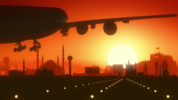 Ankara Turkey Skyline Sunrise Landing , Motion Graphics | VideoHive