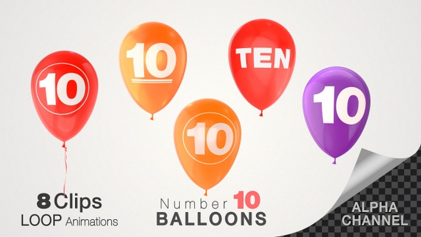 Balloons With Number 10, Motion Graphics | VideoHive