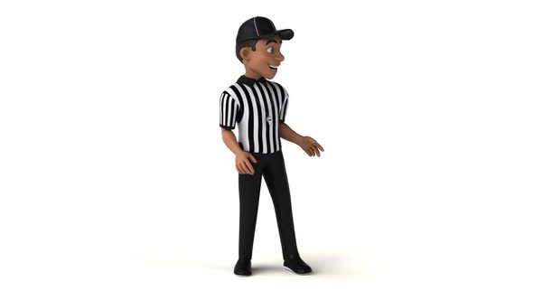 Fun 3D black cartoon Referee presenting, Motion Graphics | VideoHive