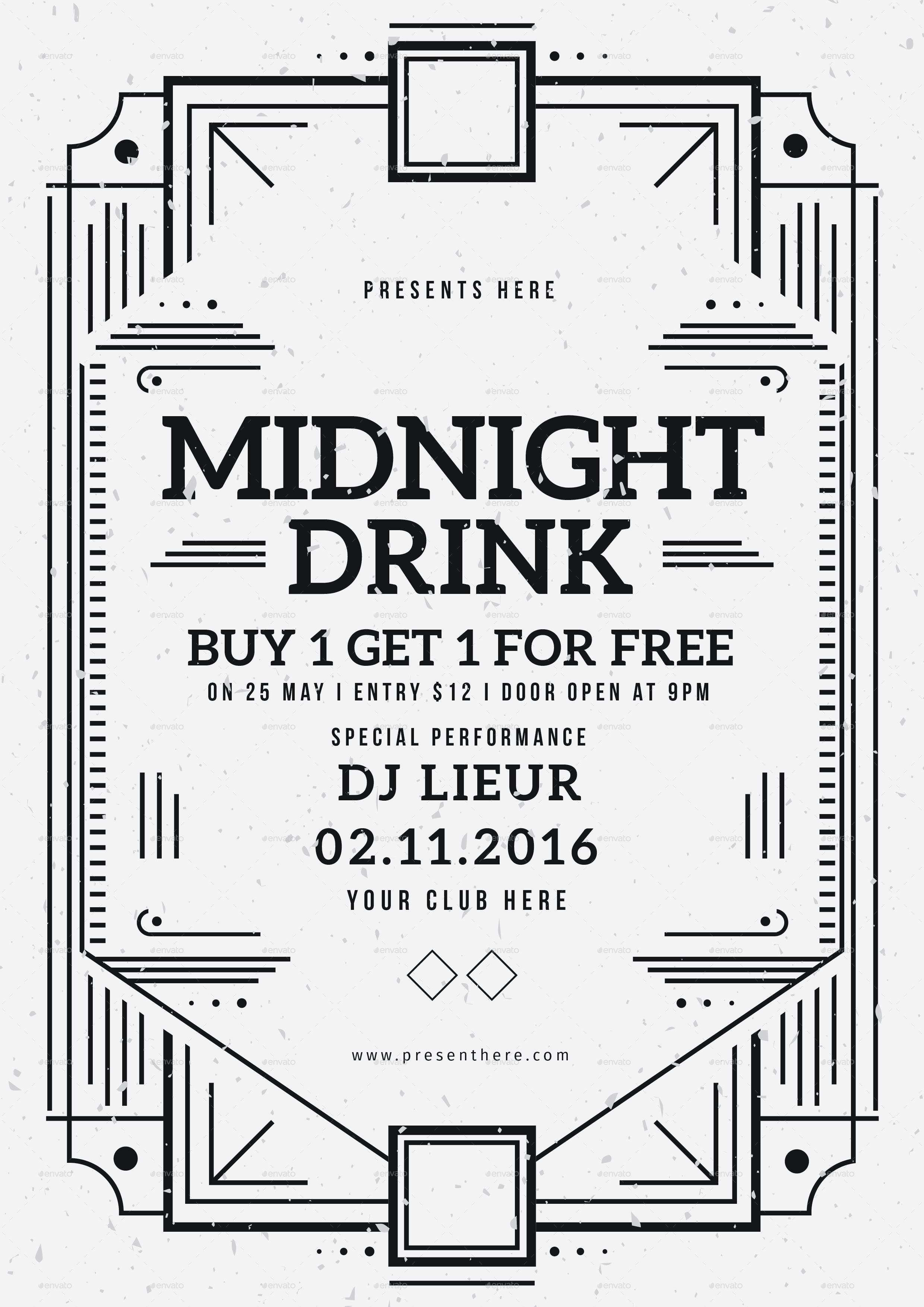 Midnight Drink Flyer, Print Templates | GraphicRiver