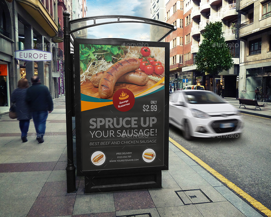 Sausage Restaurant Poster Template, Print Templates | GraphicRiver