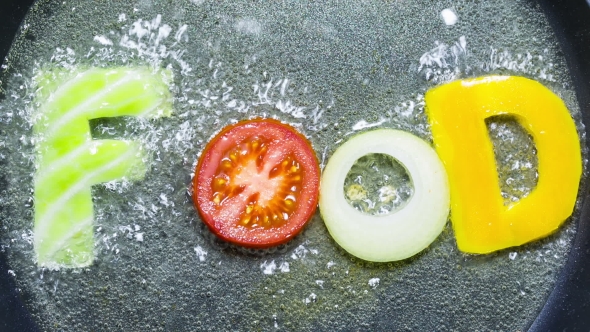 In A Frying Pan In Boiling Oil Fried Food Word, Stock Footage | VideoHive