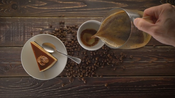 Hand Pouring Freshly Brewed Coffee , Stock Footage | VideoHive