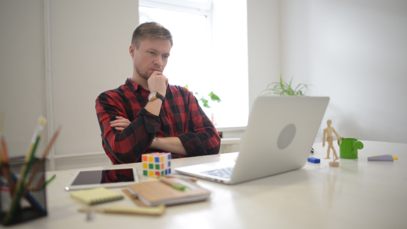 Creative Designer Thinking about His Project, Stock Footage | VideoHive