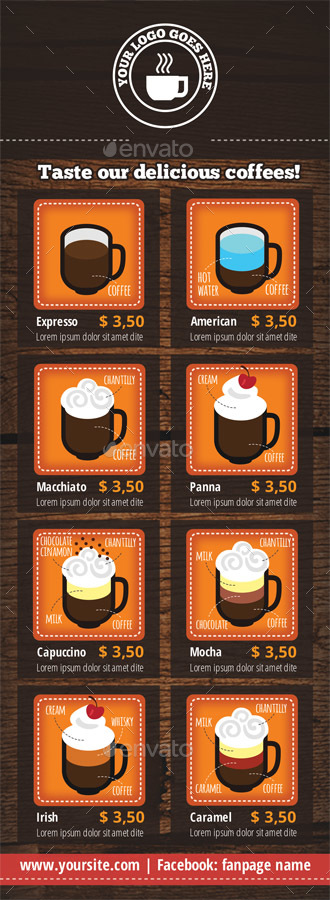 COFFEE MENU & POSTER: Build Your Own Coffees, Print Templates ...