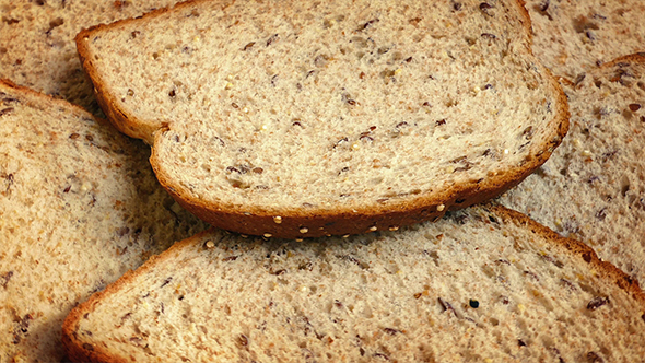 Whole Grain Bread Slices Rotating, Stock Footage | VideoHive