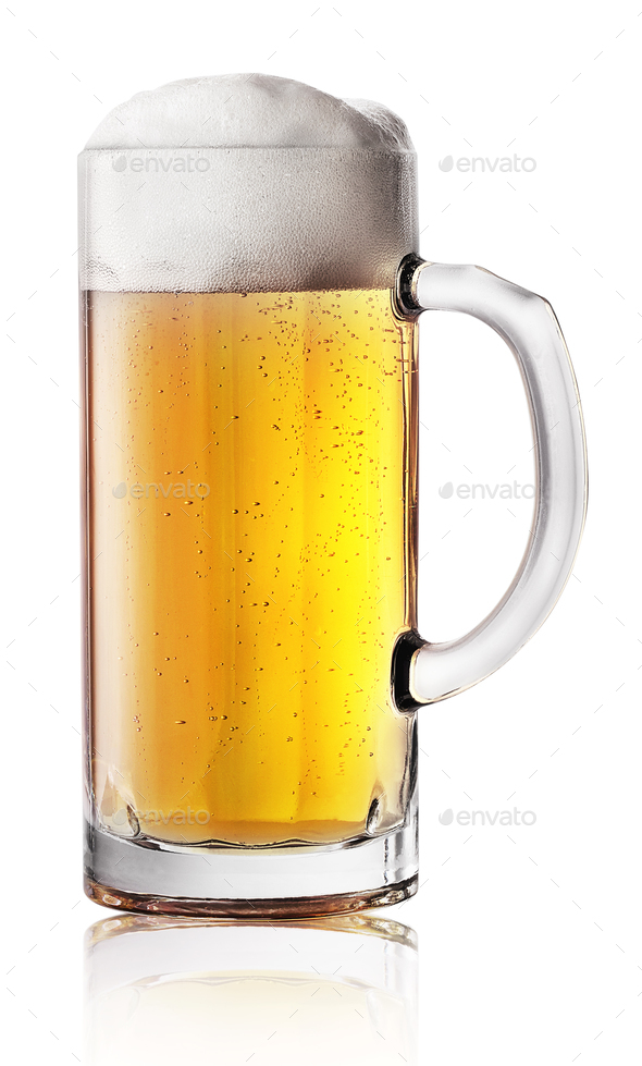 Narrow beer mug with handle Stock Photo by Alexlukin | PhotoDune