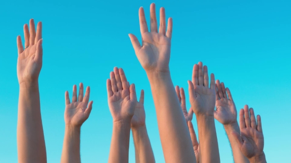 People Hands Up In The Air, Stock Footage | VideoHive