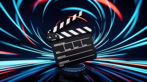 Clapper board with spin lines effect, Motion Graphics | VideoHive