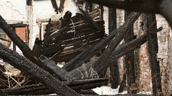 The Ruins of the Burned House, Stock Footage | VideoHive