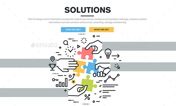 Set of Flat Line Banners for Website Design, Vectors | GraphicRiver