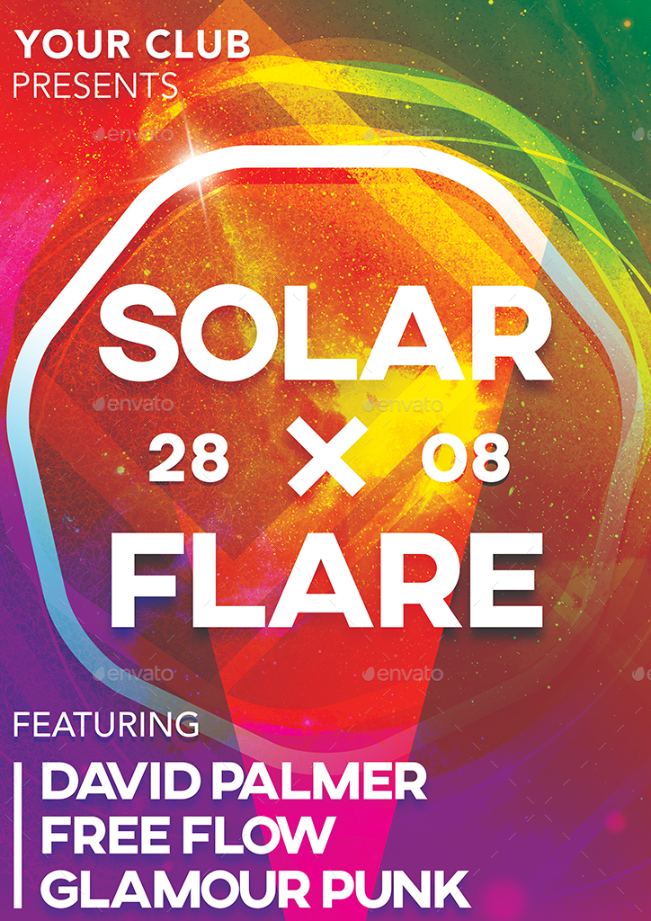 Solar x Flare Poster Template by tornadador | GraphicRiver